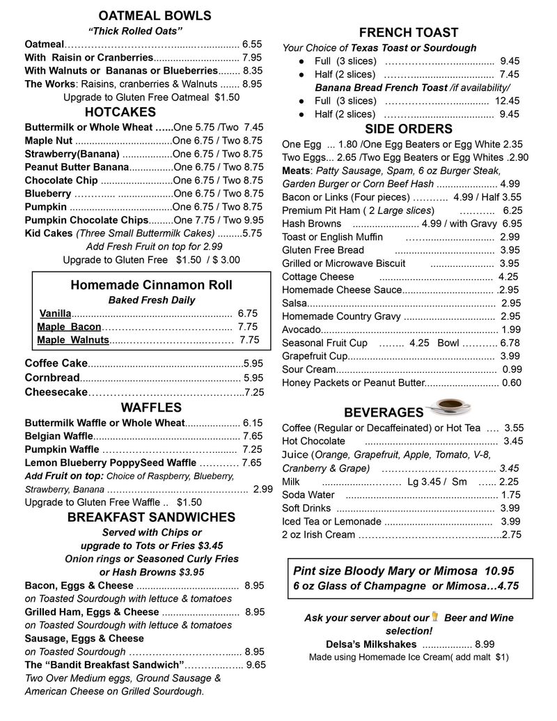 Meridian Menu | The Capri/Delsa's | Meridian