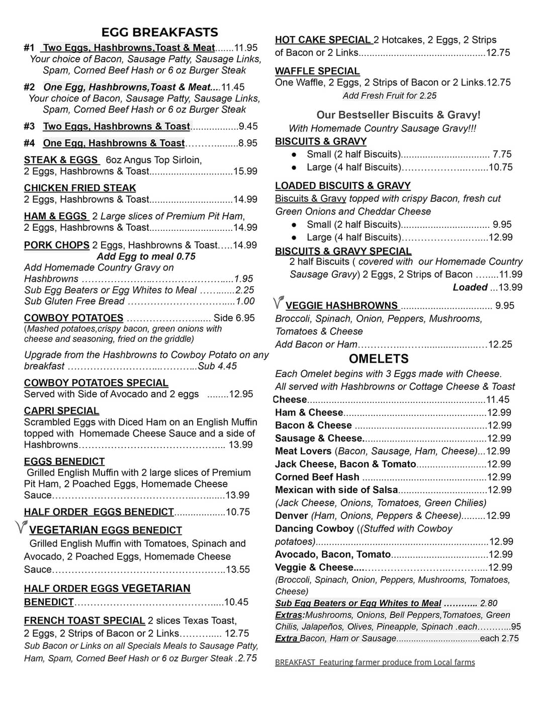 Meridian Menu | The Capri/Delsa's | Meridian